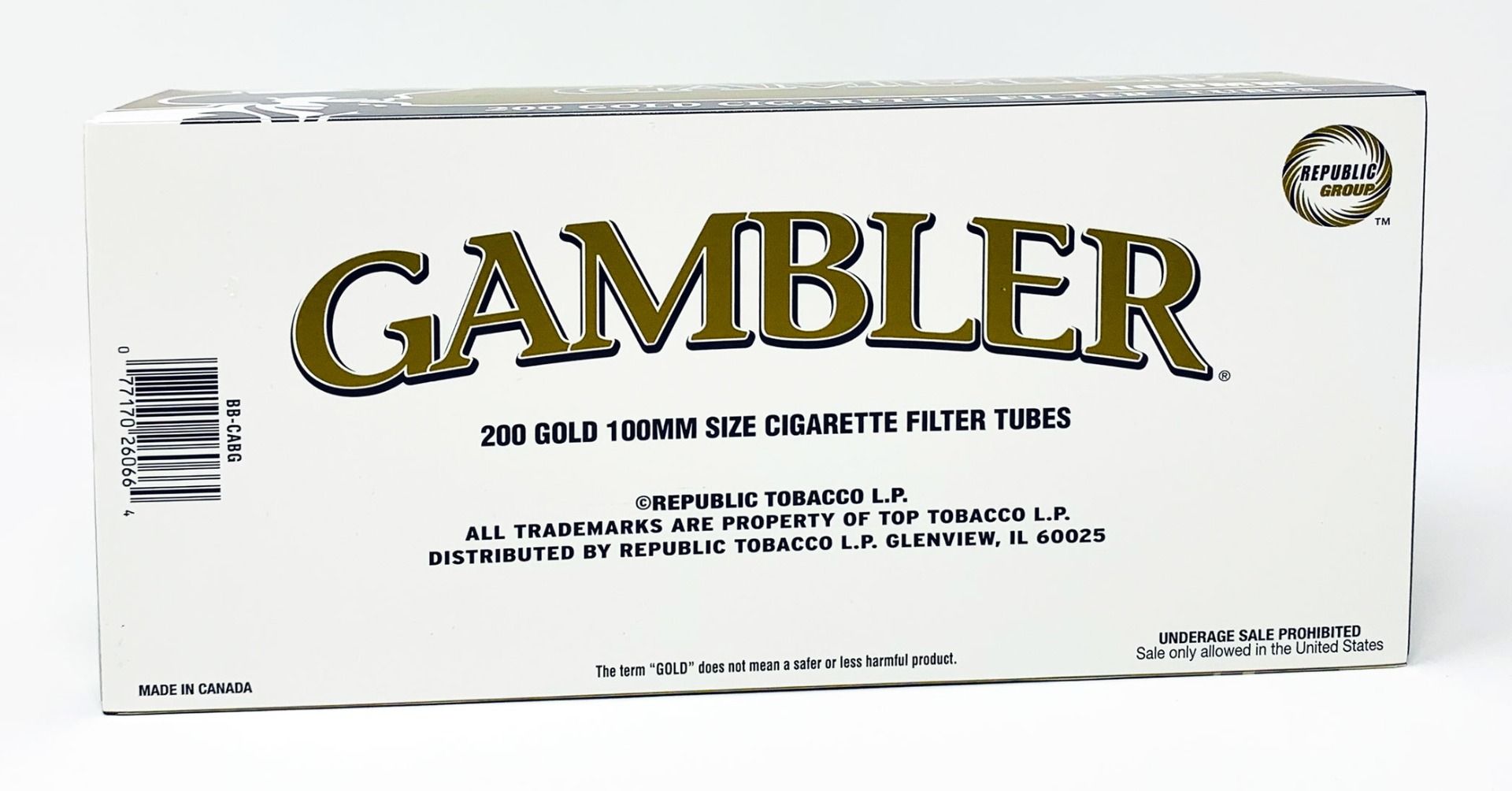 Gambler 200 Gold Cigarette Filter Tubes 100mm