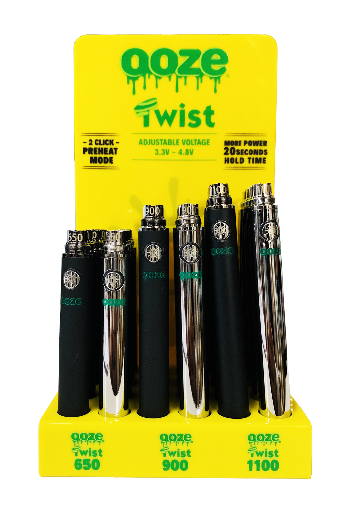 OOZE Twist 900 Amp Adjustable 3.7V - 4.8V Chrome Battery Single