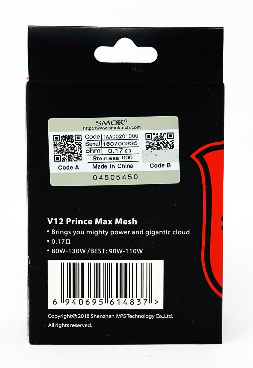 SMOK V12 Prince Max Mesh Coil 3 PCs Core Pack