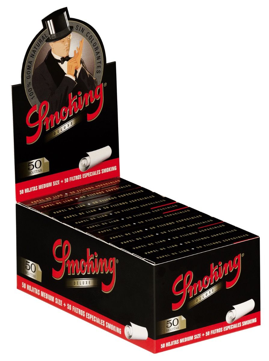 Smoking Deluxe Medium Size 50 Cigarette Papers + 50 Filters Pack